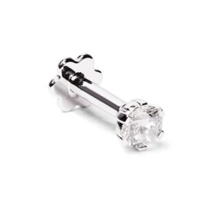 demira jewels 1/10 ct igi certified diamond nosepin/lip labret/monroe ring - handcrafted in 14k white gold, 6mm post length, kimberley process compliant