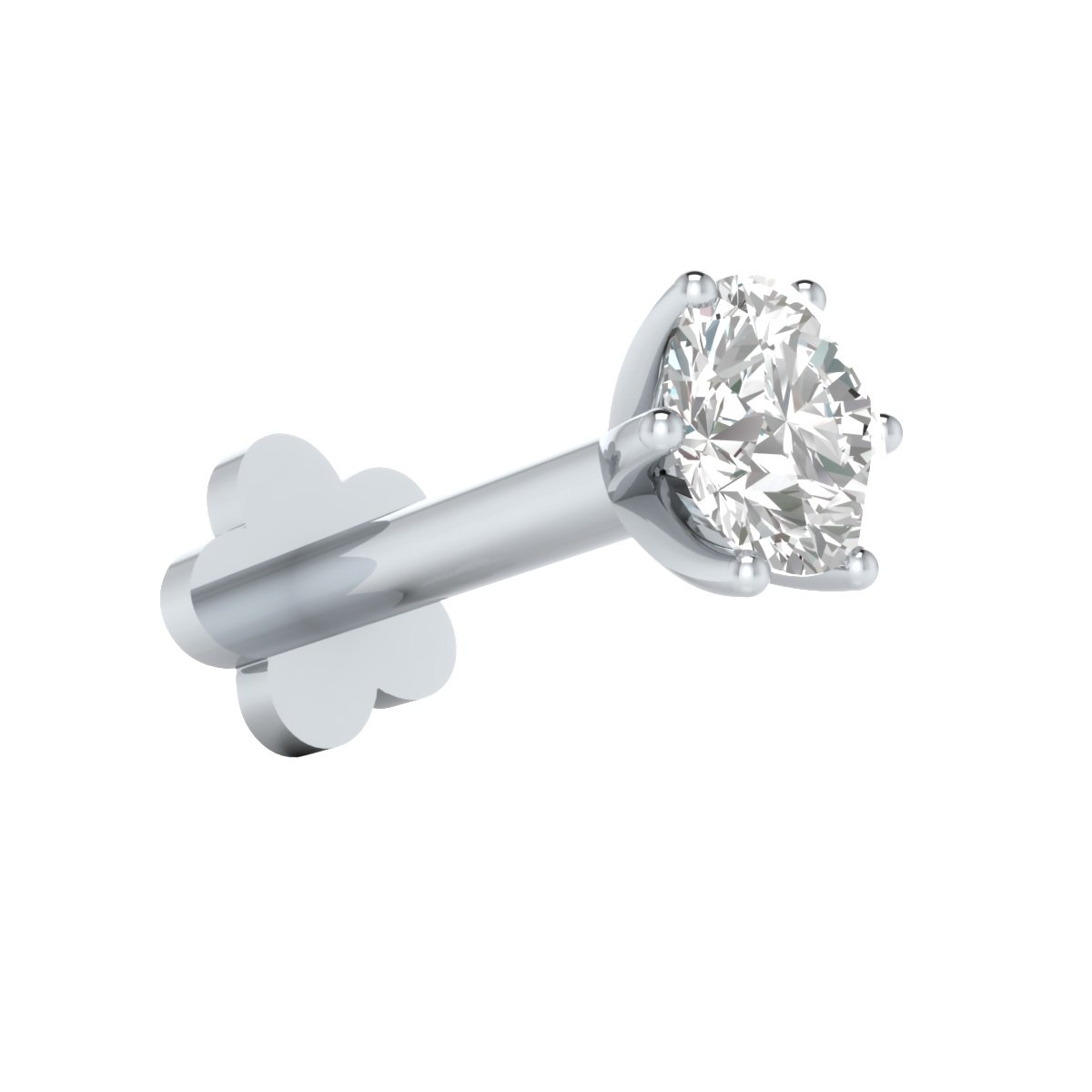 Demira Jewels 1/10 ct IGI Certified Diamond Nosepin/Lip Labret/Monroe Ring - Handcrafted in 14K White Gold, 6mm Post Length, Kimberley Process Compliant