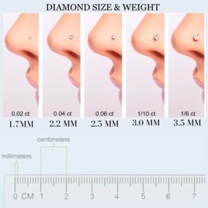 Demira Jewels 1/10 ct IGI Certified Diamond Nosepin/Lip Labret/Monroe Ring - Handcrafted in 14K White Gold, 6mm Post Length, Kimberley Process Compliant