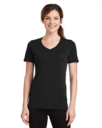 Port & Company Ladies Performance Blend V-Neck Tee Jet Black