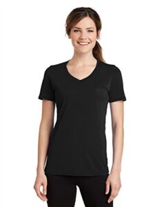 port & company ladies performance blend v-neck tee jet black