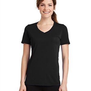 Port & Company Ladies Performance Blend V-Neck Tee Jet Black