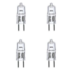 deezio 12 volt 50 watts gy6.35 t4 halogen light bulb with glass 2-pin, 300/900 lumens, 3000k bulb color temp, 4-pack