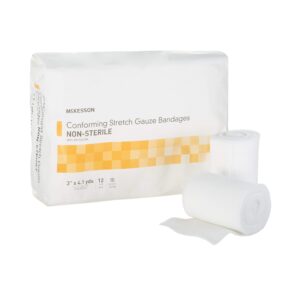 mckesson conforming stretch gauze bandages, non-sterile, 3 in x 4 1/10 yds, 96 count