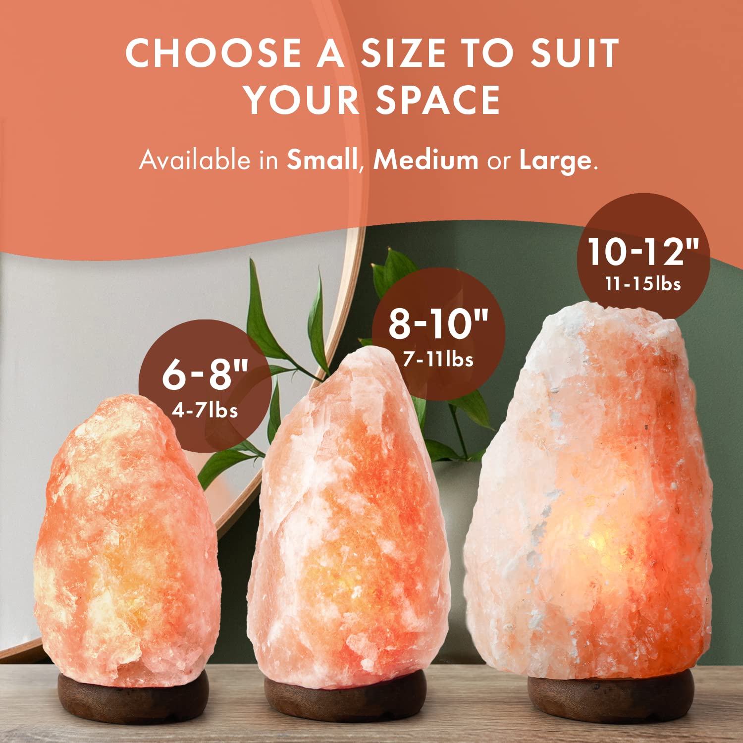 The Body Source Himalayan Salt Lamp 8-10 inches (7-11Ib), includes Lamp Dimmer Switch and Night Light - All Natural Salt Lamp with Handcrafted Wooden Base and Salt Lamp Light Bulb Replacement