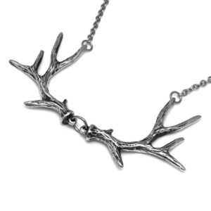 Deer Antler Choker Necklace in Pewter