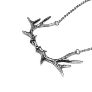 Deer Antler Choker Necklace in Pewter