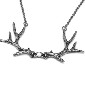 Deer Antler Choker Necklace in Pewter