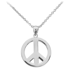 sterling silver circle of peace sign symbol pendant necklace, 20"