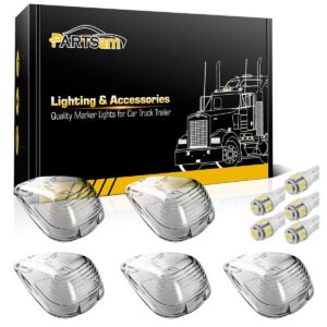 partsam 5x clear cab marker light + 5x white 5050-smd 194 168 t10 led bulb compatible with ford e150 e250 e350 e450 f150 f250 f350 f450 f550 super duty pickup trucks 1999-2016