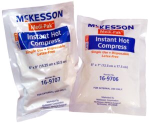 mckesson 16-9706 medi-pak instant hot compress, 5" width, 7" length, 5" width, 7" length (pack of 24)