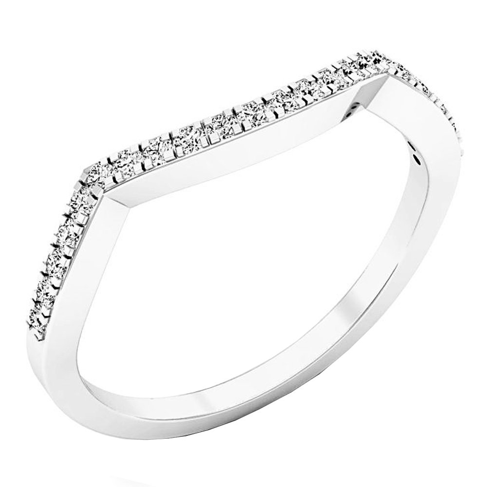 Dazzlingrock Collection 0.25 Carat (ctw) 10K Round Cubic Zirconia CZ Bridal wedding band 1/4, White Gold, Size 5.5