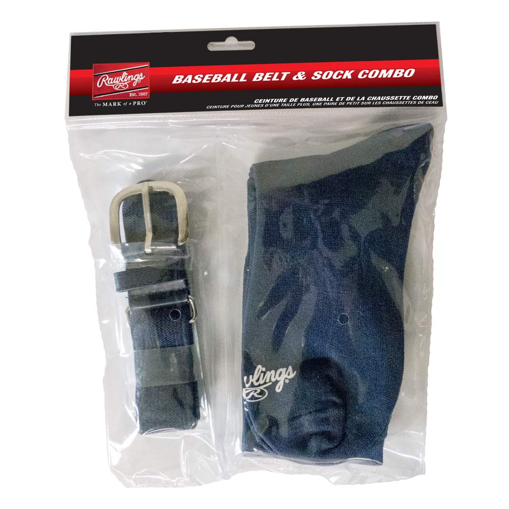 Rawlings Belt & Socks Combo | Baseball/Softball | Navy Blue | Medium