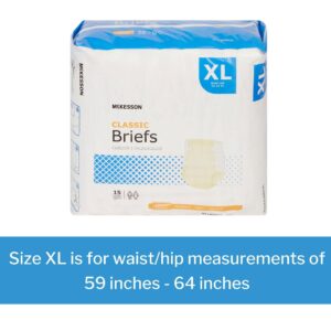 McKesson Classic Briefs, Incontinence, Light Absorbency, XL, 15 Count, 4 Packs, 60 Total