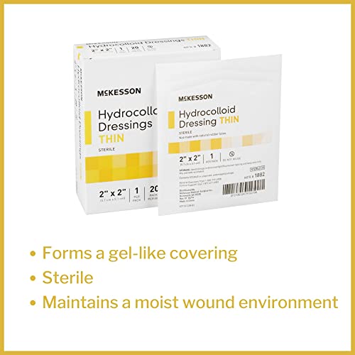 McKesson Hydrocolloid Dressing, Sterile, Thin, 2 in x 2 in, 20 Count, 1 Pack