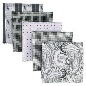 shlax&wing 5 pieces assorted mens silk pocket square handkerchiefs set 22