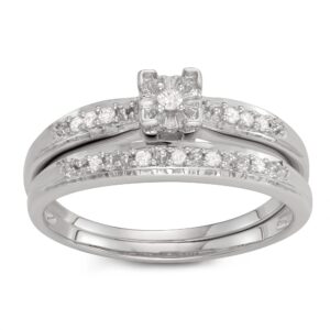 hdiamonds 1/10 carat total weight (cttw) sterling silver, white diamond, bridal promise ring for women (size: 8)