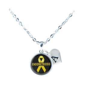 holly road necklace custom endometriosis awareness yellow ribbon silver jewelry 26 choose initial