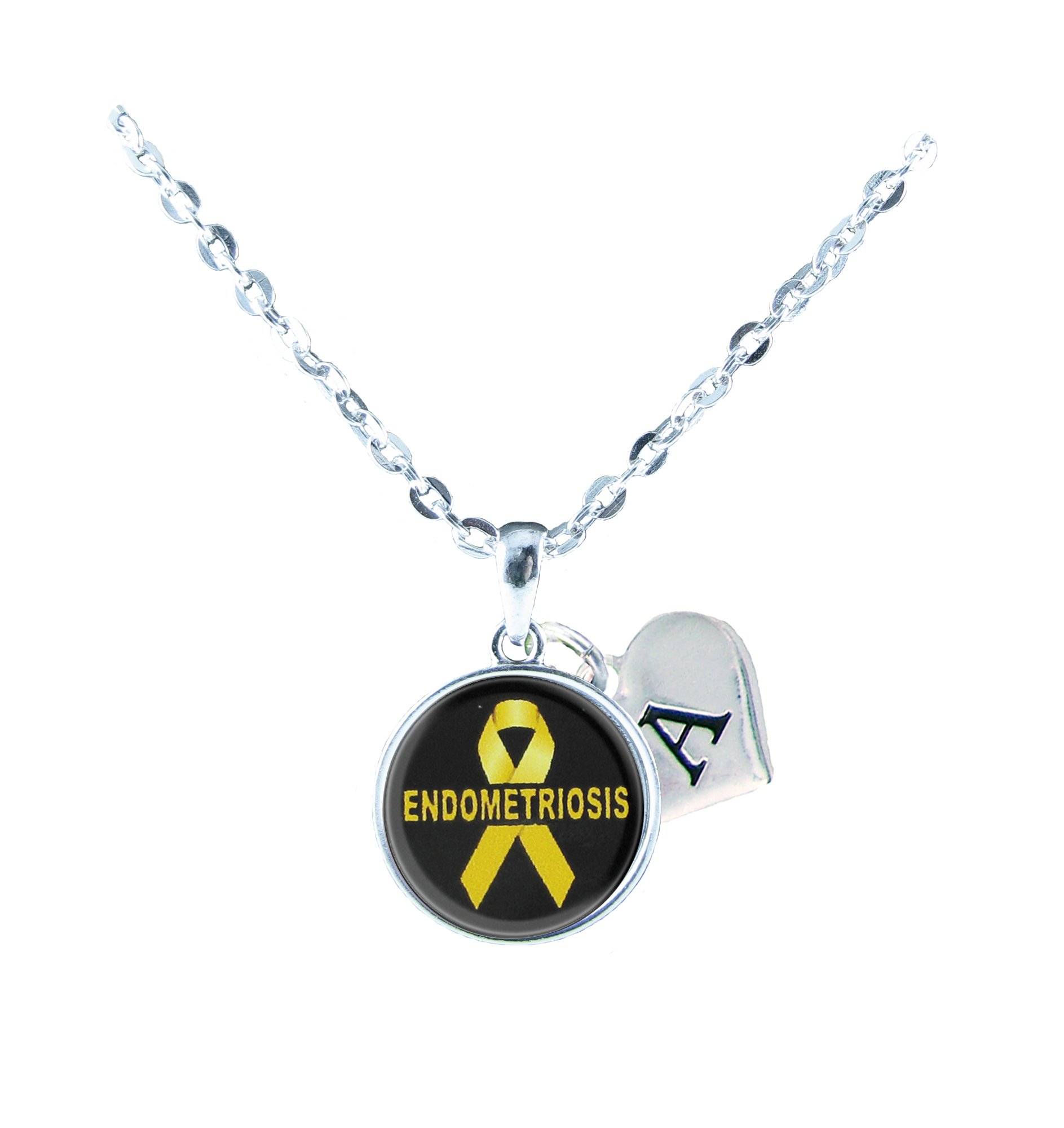 Holly Road Necklace Custom Endometriosis Awareness Yellow Ribbon Silver Jewelry 26 Choose Initial