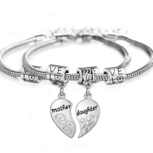 yeeqin 2pcs matching heart mother daughter bracelets mother daughter jewelry set gift for mom or daughter