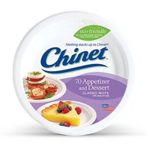 chinet classic white, round appetizer and dessert plates, 6.75 inches, 70 count