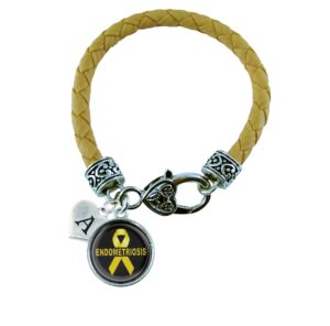 holly road bracelet custom endometriosis awareness yellow leather bracelet jewelry choose initial