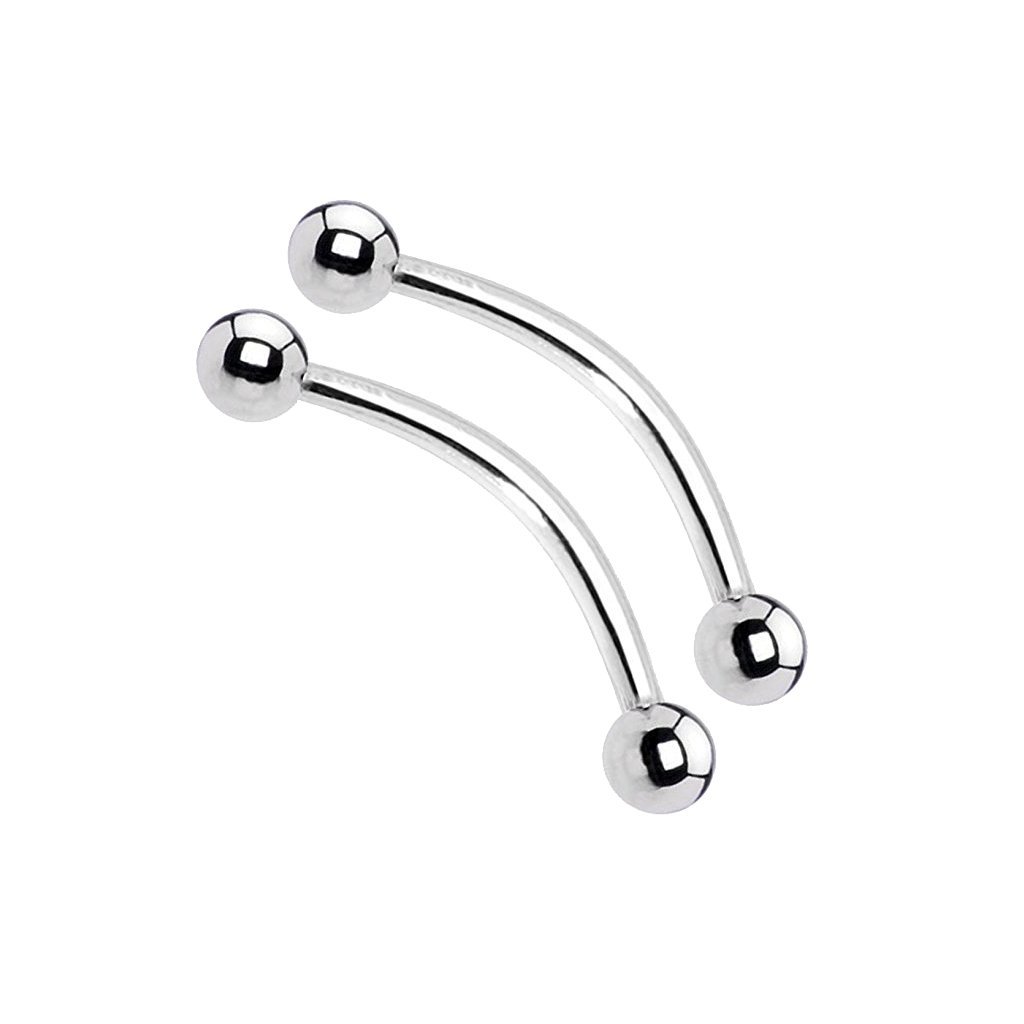 BodyJewelryOnline 16G 16mm Snake Eyes Tongue Piercing 316L Surgical Steel Curved Barbell Snake Eyes Tongue Ring Piercing Barbells 5/8 inch