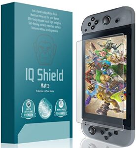 iqshield matte screen protector compatible with nintendo switch (console)(updated design) anti-glare anti-bubble tpu film [video game]