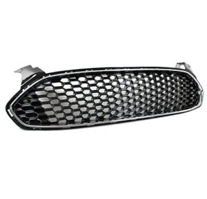 zmautoparts honeycomb mesh style upper hood grille grill gloss black for 2013-2016 ford fusion