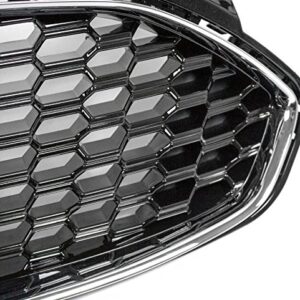 ZMAUTOPARTS Honeycomb Mesh Style Upper Hood Grille Grill Gloss Black For 2013-2016 Ford Fusion