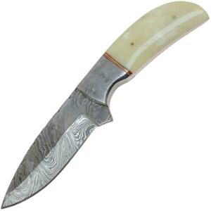 rebel wolf functional drop point damascus steel hunting knife