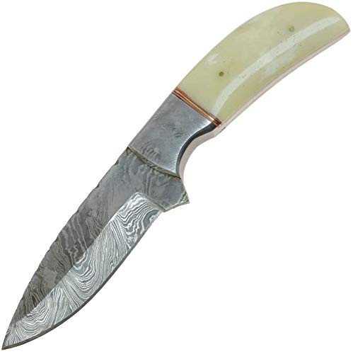 Rebel Wolf Functional Drop Point Damascus Steel Hunting Knife