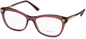 versace ve 3224-5209 eyeglasses,transparent violet w/demo lens, 54mm