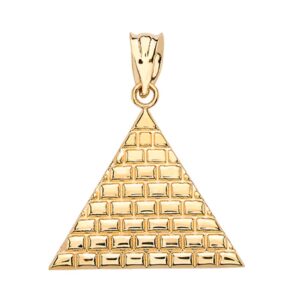 high polish 14k gold ancient egypt pyramid shape charm pendant