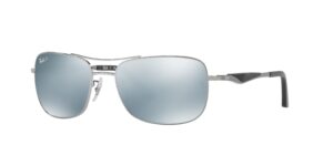 ray-ban men's rb3515 square sunglasses, gunmetal/polarized green mirrored silver, 61 mm