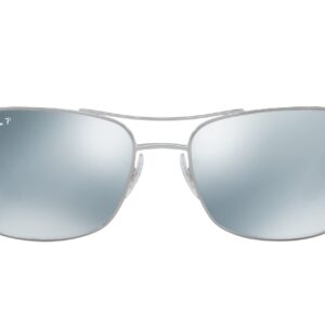 Ray-Ban Men's Rb3515 Square Sunglasses, Gunmetal/Polarized Green Mirrored Silver, 61 mm