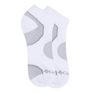 columbia women's 2 pack balance point walking low cut socks, white, shoe size 4-10