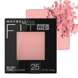 maybelline fit me blush, lightweight, smooth, blendable, long-lasting all-day face enhancing makeup color, pink, 1 count