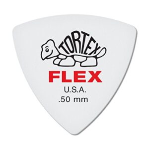 dunlop tortex flex triangle .50mm red guitar pick-6 pack, .50mm | white