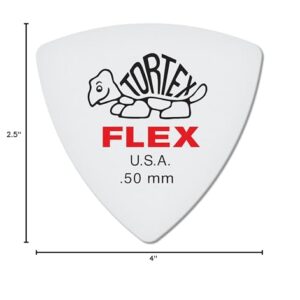 Dunlop Tortex Flex Triangle .50mm Red Guitar Pick-6 Pack, .50mm | White