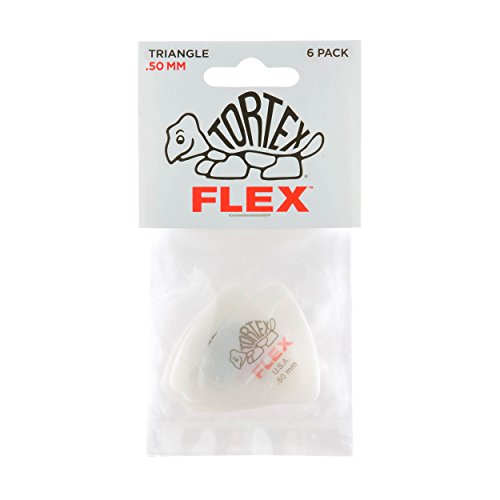 Dunlop Tortex Flex Triangle .50mm Red Guitar Pick-6 Pack, .50mm | White