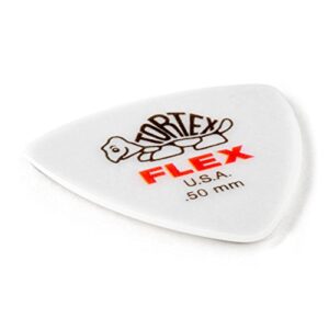 Dunlop Tortex Flex Triangle .50mm Red Guitar Pick-6 Pack, .50mm | White