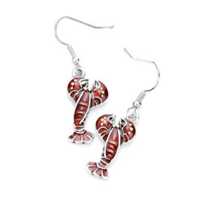 liavy's red lobster fashionable earrings - enamel - fish hook - unique gift and souvenir