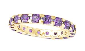 the jewel zone princess cut simulated amethyst eternity wedding band ring in 14k gold over sterling silver