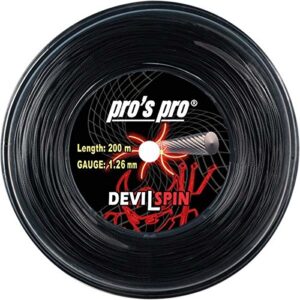 pro's pro devil spin black tennis string - 200m reel - 1.26mm (660ft)