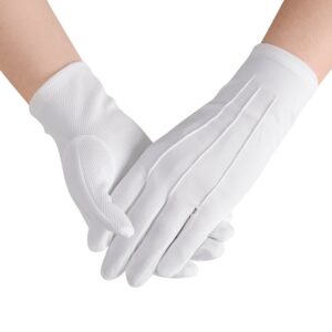 jisen men police formal tuxedo honor guard parade nylon cotton non-slip gloves (white, us one size)