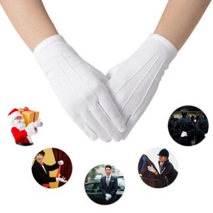 JISEN Men Police Formal Tuxedo Honor Guard Parade Nylon Cotton Non-slip Gloves (White, US One size)