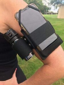 runner armband, holds pepper spray and cell phone (medium to large arm, 16 inch adjustable length)