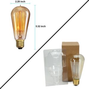 CTKcom Vintage Edison Light Bulbs(2 Pack)- 40W ST58 Vintage Squirrel Cage Filament E26/E27 Base,Antique Incandescent Bulb,Vintage Teardrop Top Lamps for Home Light Fixtures E26/E27 110V-130V