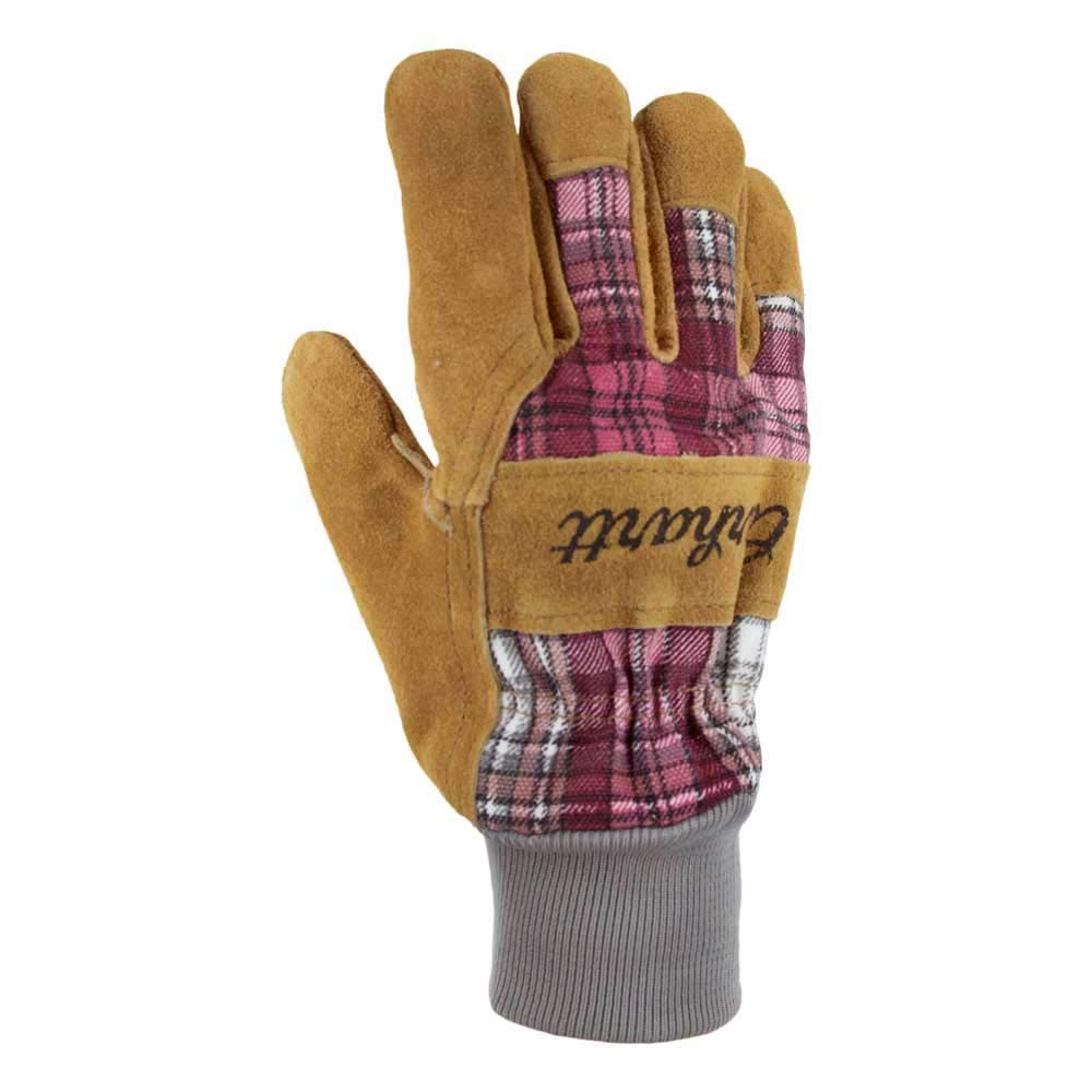 Carhartt womens Suede Work-knit Cold Weather Gloves, Wild Rose Plaid, Medium US